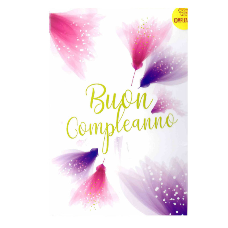 Biglietto auguri Compleanno con disegno fiori floreale Lei completo di ...